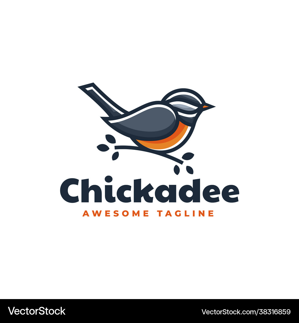 Logo chickadee simple mascot style Royalty Free Vector Image