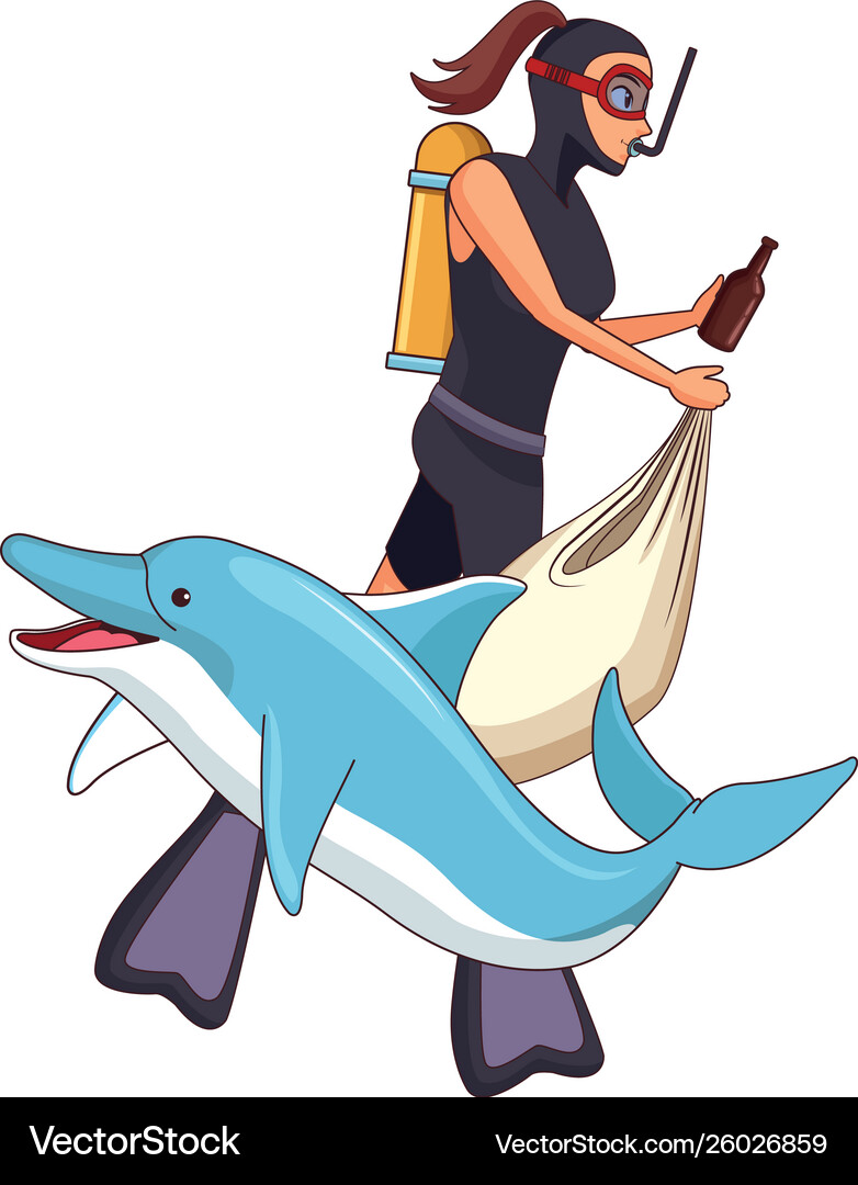 Scuba diving avatar cartoon character Royalty Free Vector