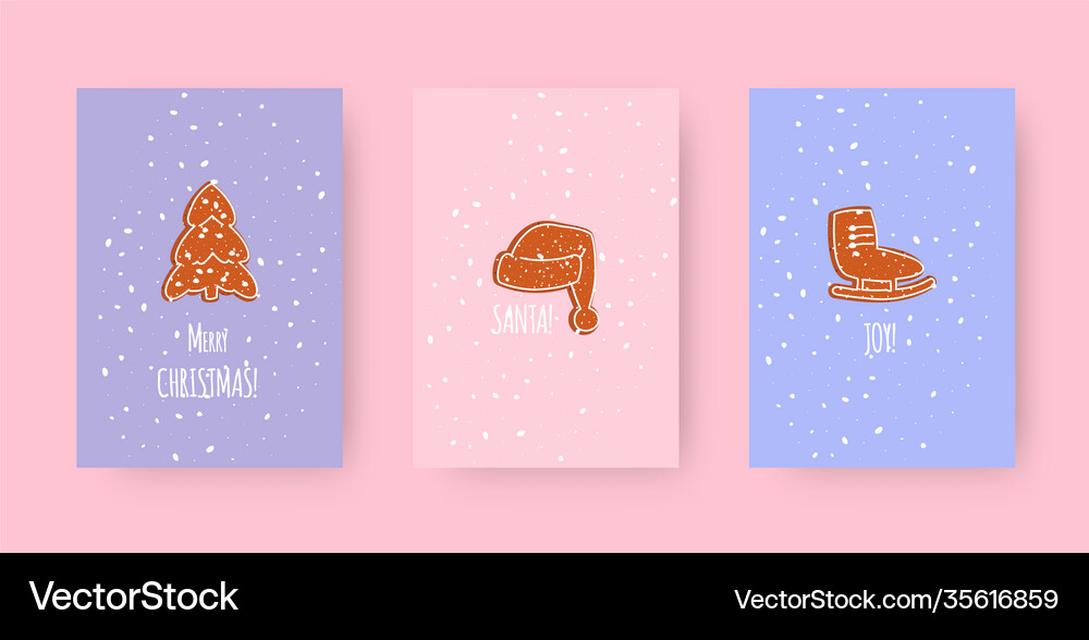 Template christmas cards gingerbread text Vector Image