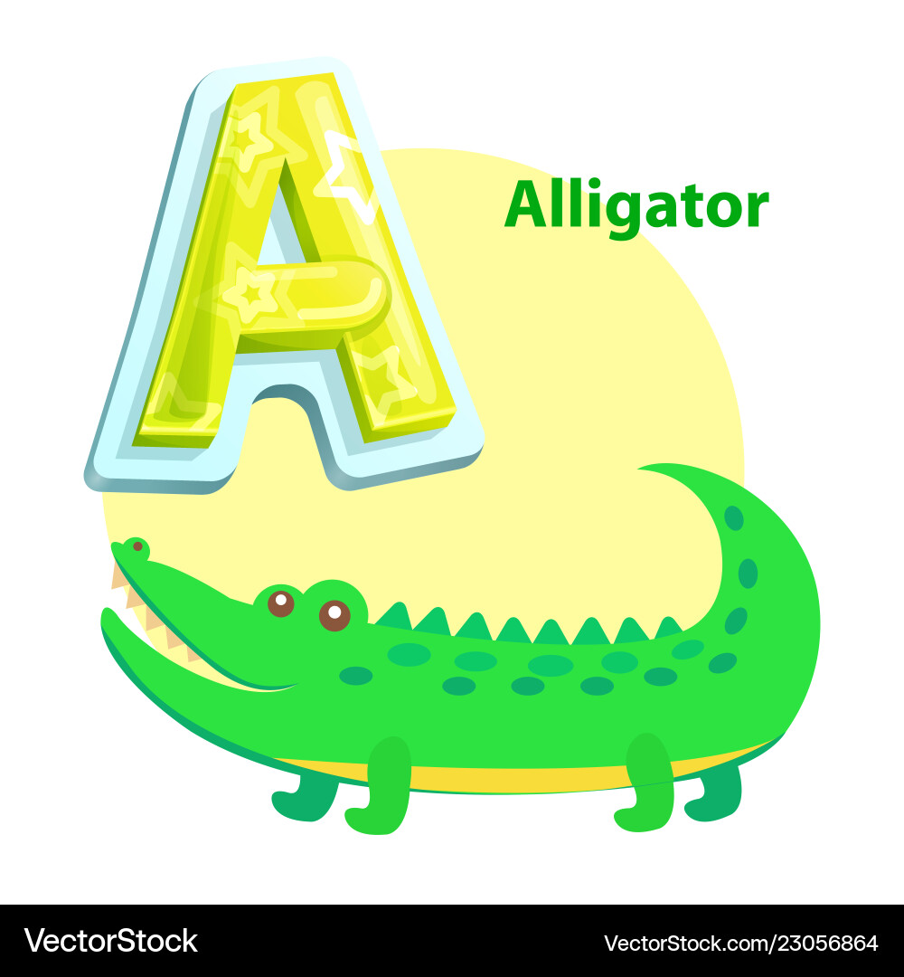 Alligator children alphabet Royalty Free Vector Image