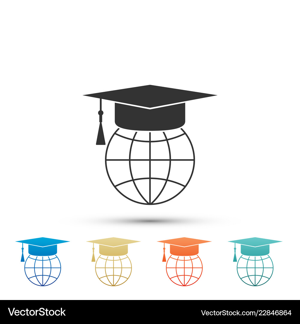 Graduation cap on globe world education symbol Vector Image