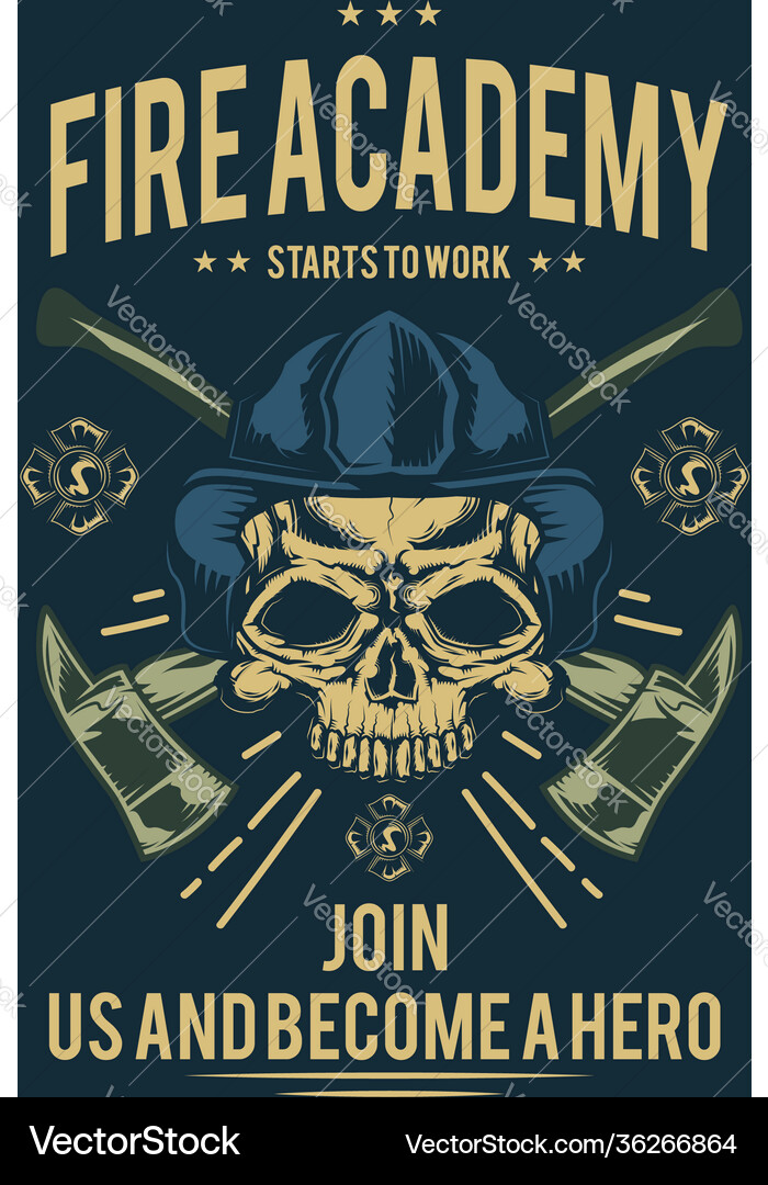 T-shirt or poster design with firefighter Vector Image