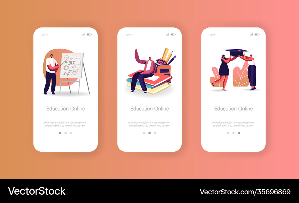 Online education mobile app page onboard screen Vector Image
