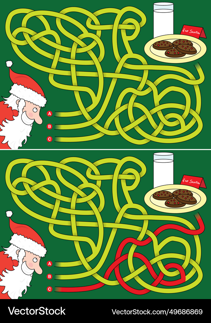 Santa claus maze Royalty Free Vector Image - VectorStock