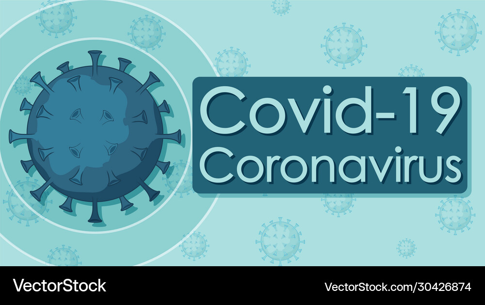 Coronavirus poster design with virus cell on blue Vector Image