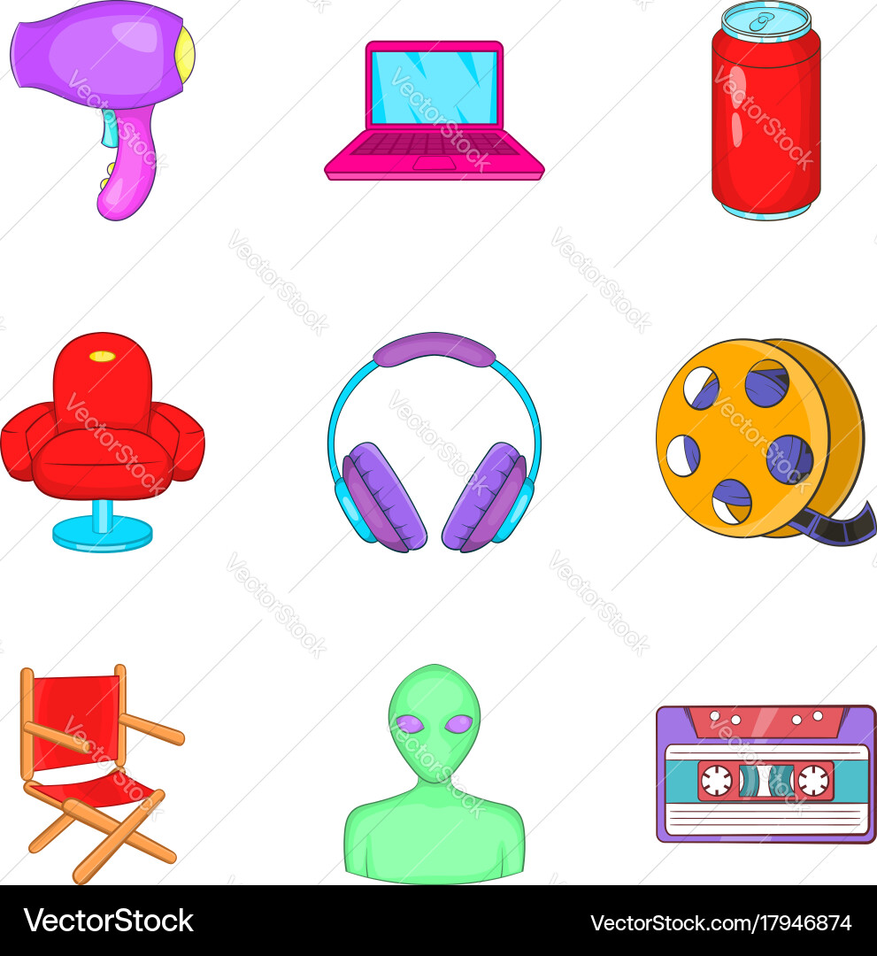 Makeup man icons set cartoon style Royalty Free Vector Image