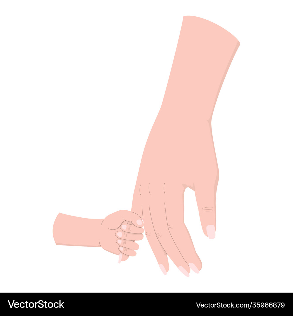 Child holds hand parent comforting Royalty Free Vector Image