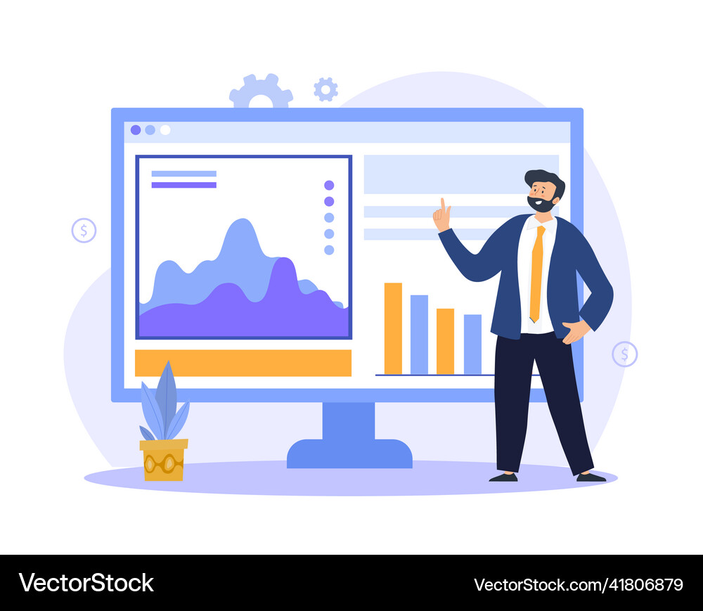 Man with statistics Royalty Free Vector Image - VectorStock