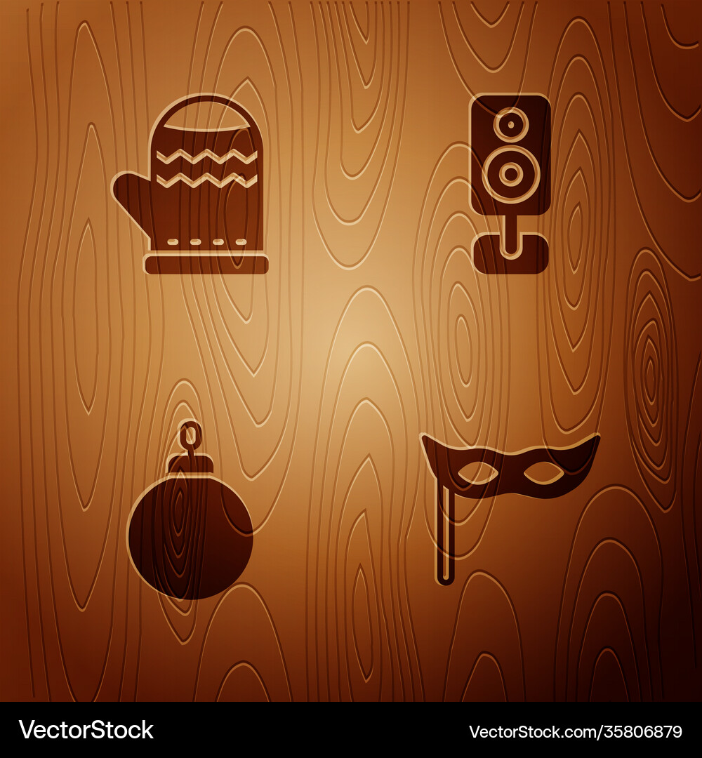 Set festive mask christmas mitten ball Royalty Free Vector