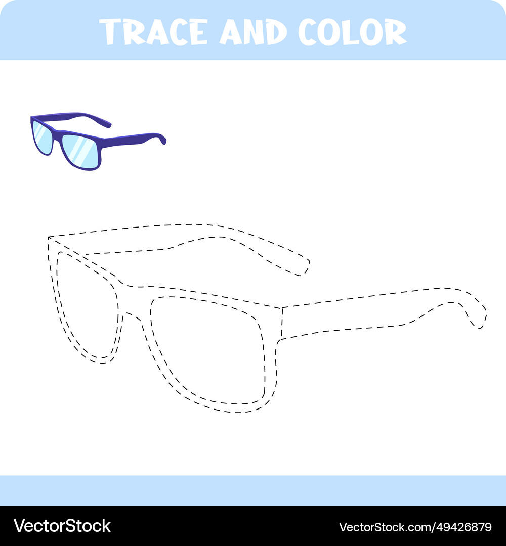 Trace and color educational worksheet for kids Vector Image