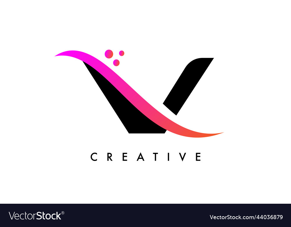 V letter logo design with elegant creative swoosh Vector Image