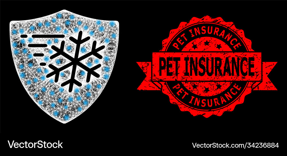 Grunge pet insurance seal and bright web network Vector Image