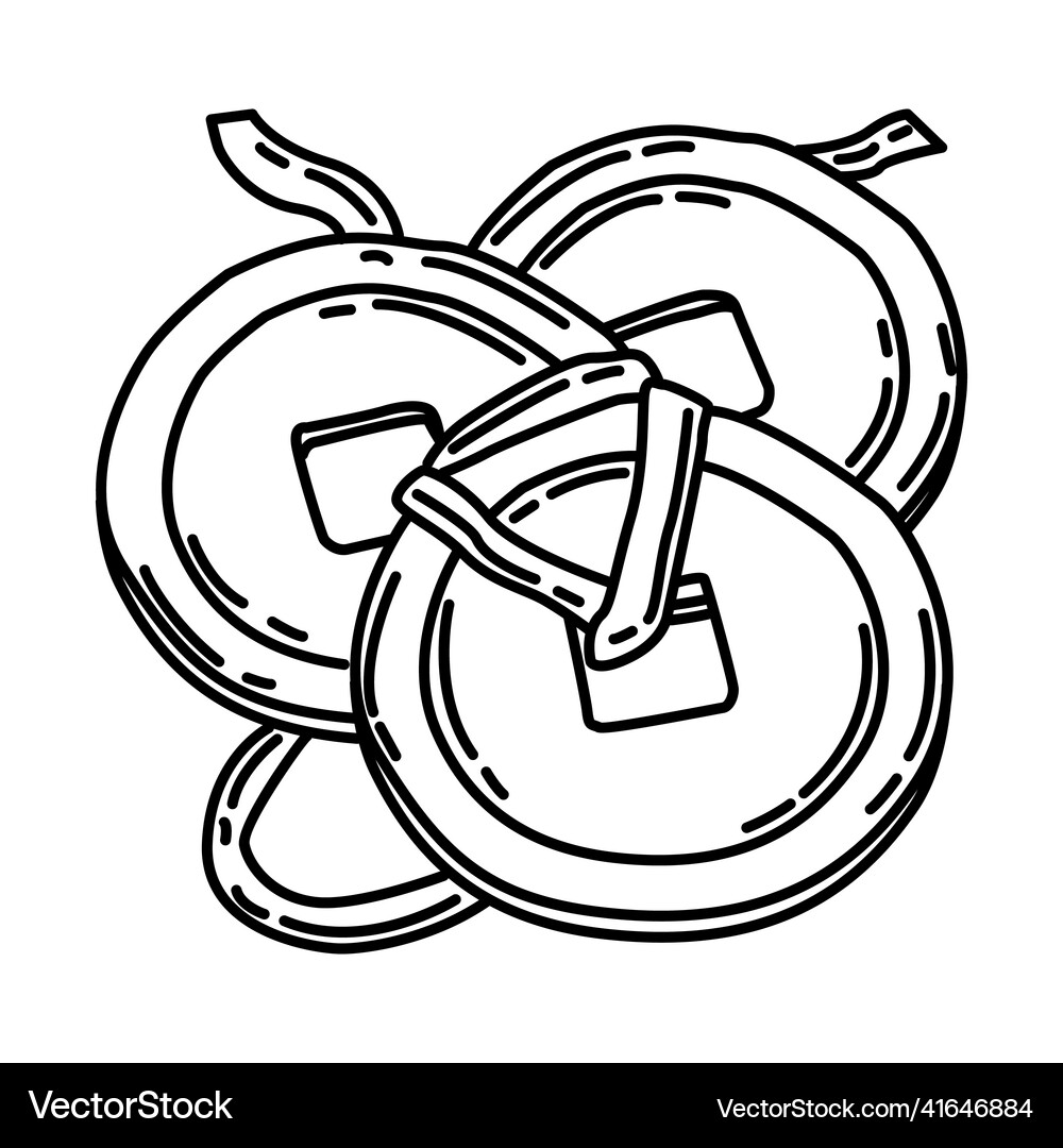 Three coins tied with a red thread icon doodle Vector Image
