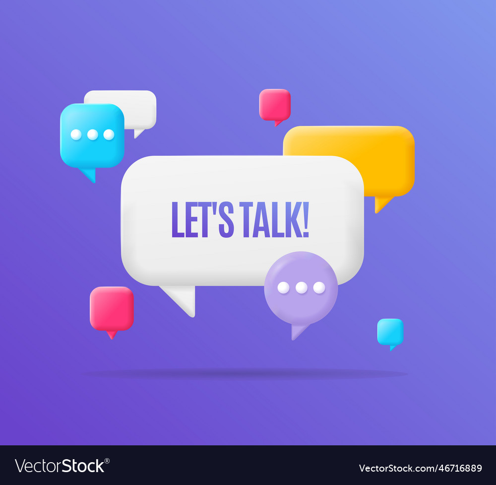 3d lets talk banner concept plasticine cartoon Vector Image