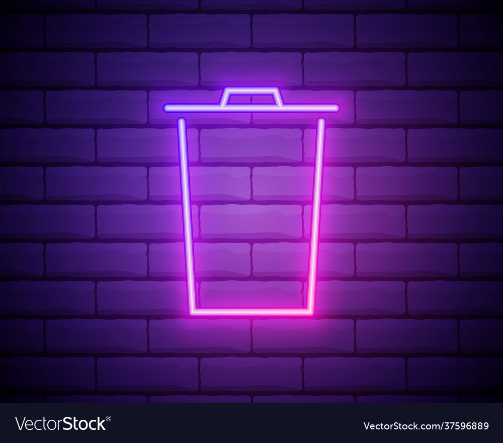 Glowing neon line trash can icon isolated Vector Image Glowing neon line trash can icon isolated Vector Image