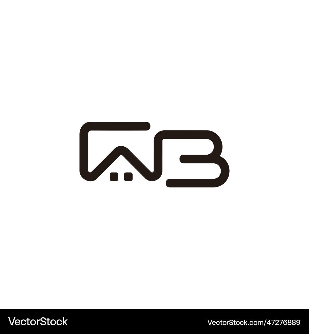 Letter wb home monoline simple logo Royalty Free Vector