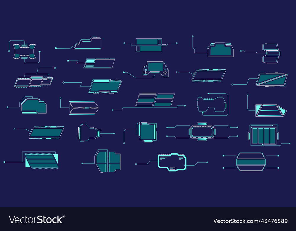 Tech hud frames text box technology elements ui Vector Image