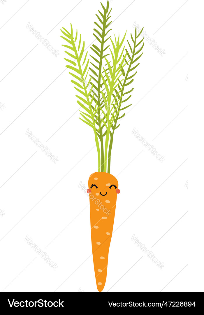 Carrot with kawaii face cute Royalty Free Vector Image