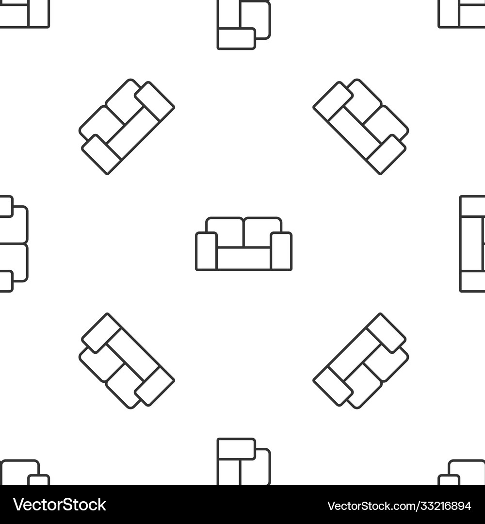 Grey line sofa icon isolated seamless pattern Vector Image