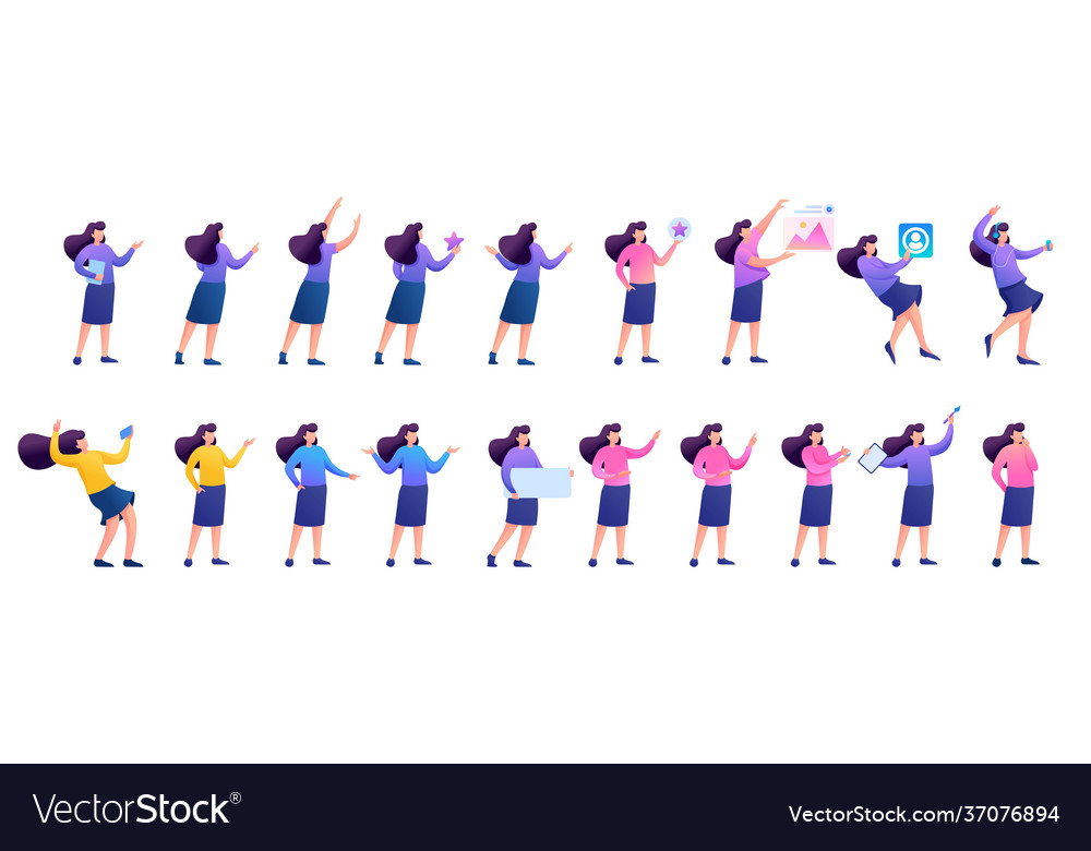 Set Girls With Different Poses For Use Royalty Free Vector