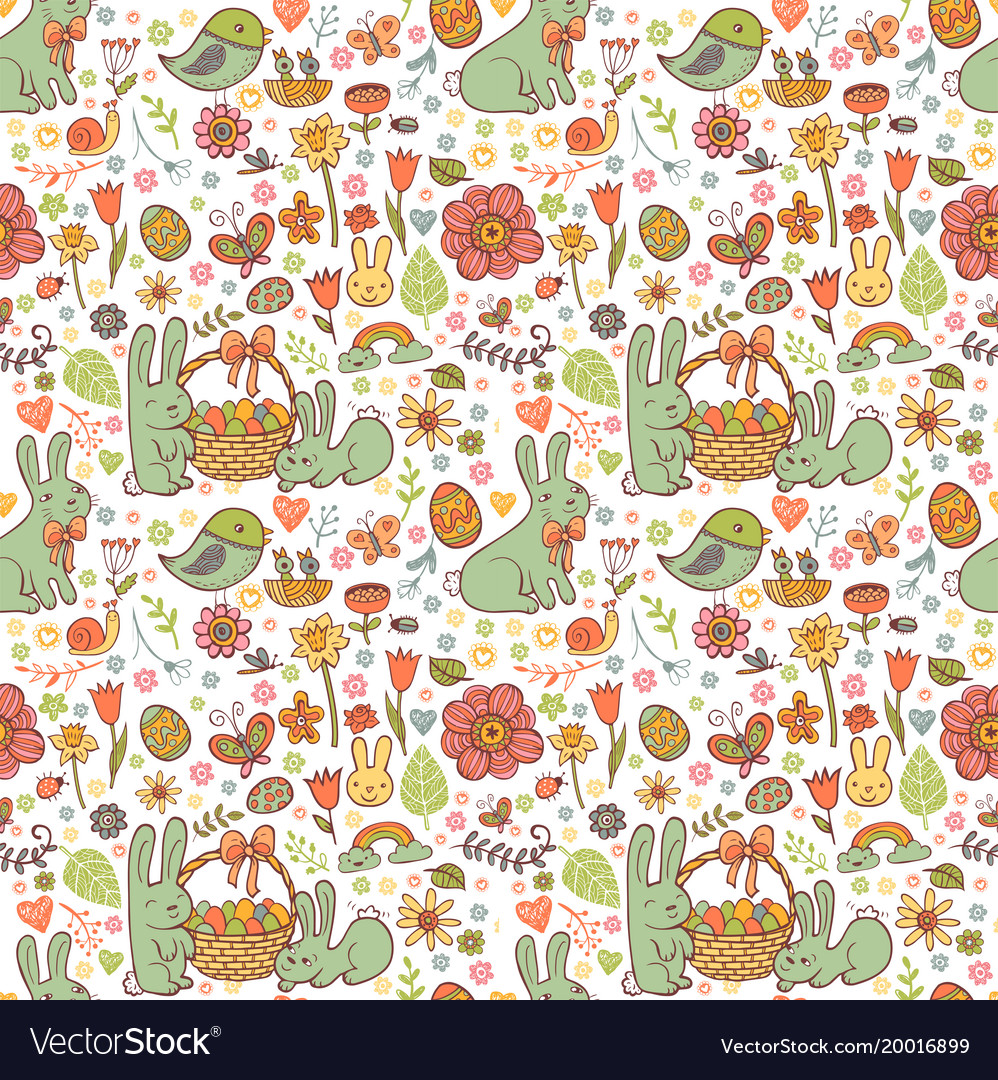 Cute easter seamless pattern Royalty Free Vector Image