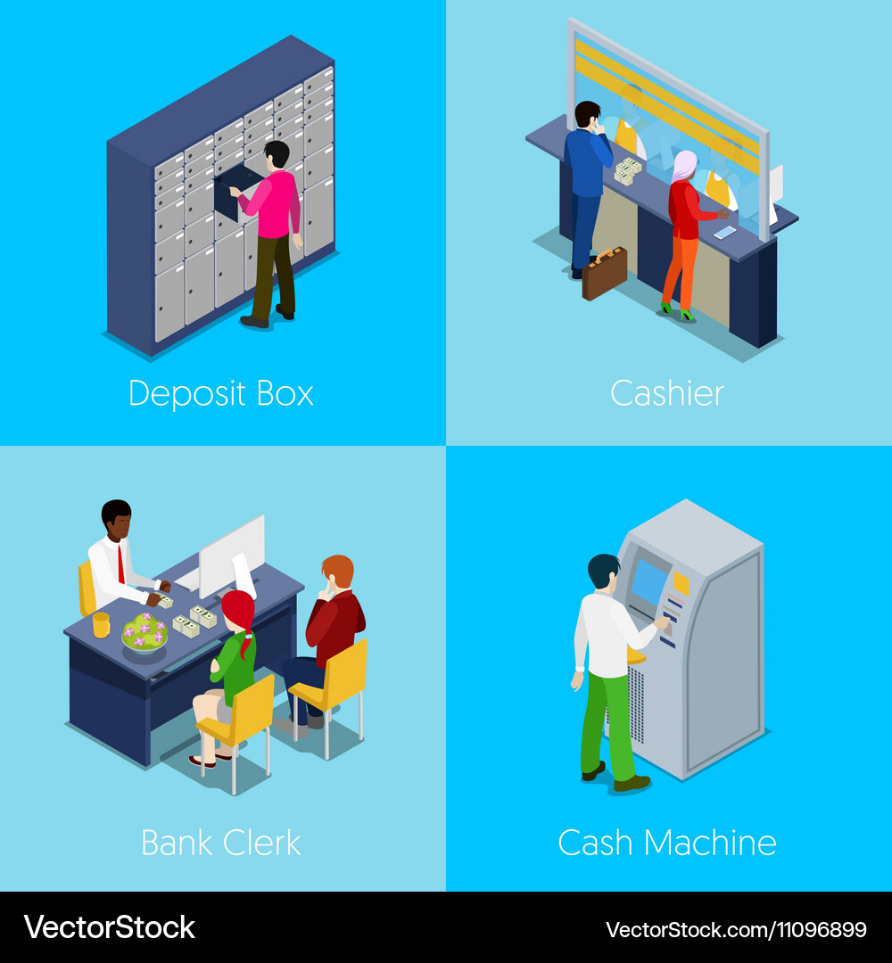 Isometric bank services concept deposit box Vector Image