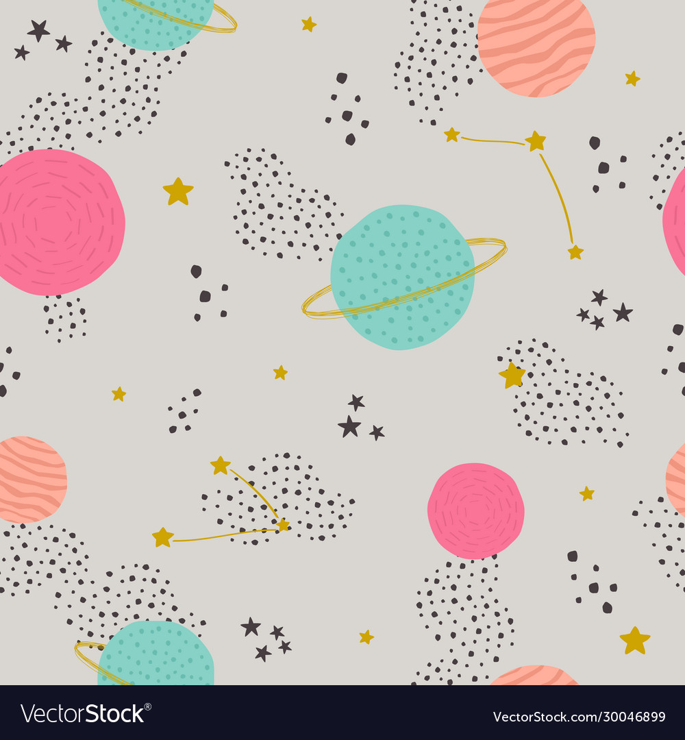 Seamless childish pattern with space elements Vector Image