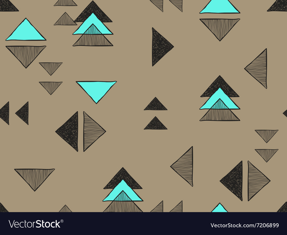 Seamless hand-drawn triangles pattern Royalty Free Vector