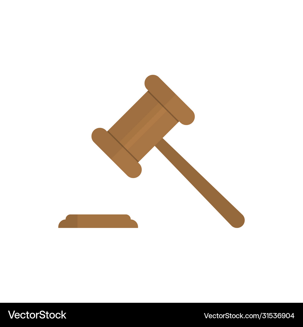 Gavel judge in a flat style icon Royalty Free Vector Image