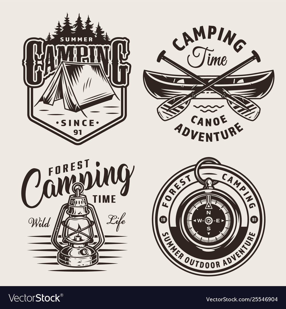 Vintage outdoor recreation logos Royalty Free Vector Image