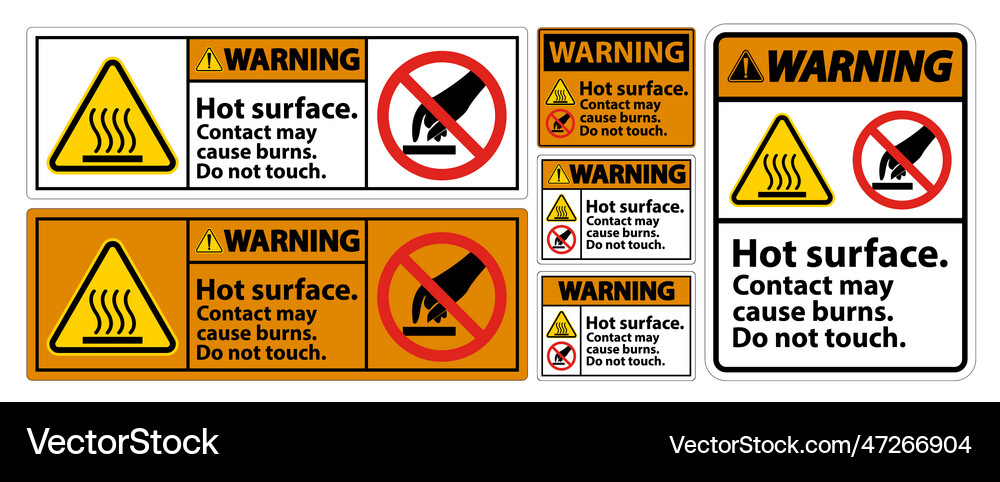 Warning hot surface do not touch symbol sign Vector Image