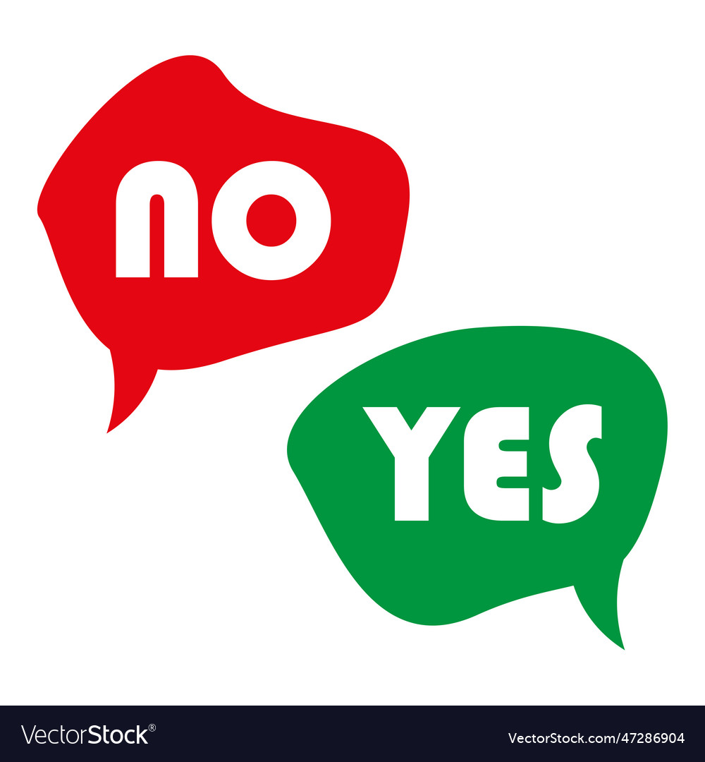 Yes no word text on talk shape green red color Vector Image