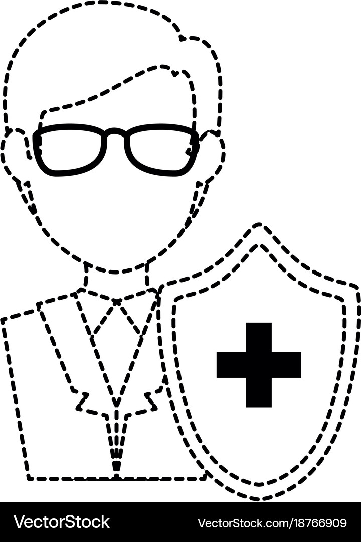 Doctor character with shield Royalty Free Vector Image