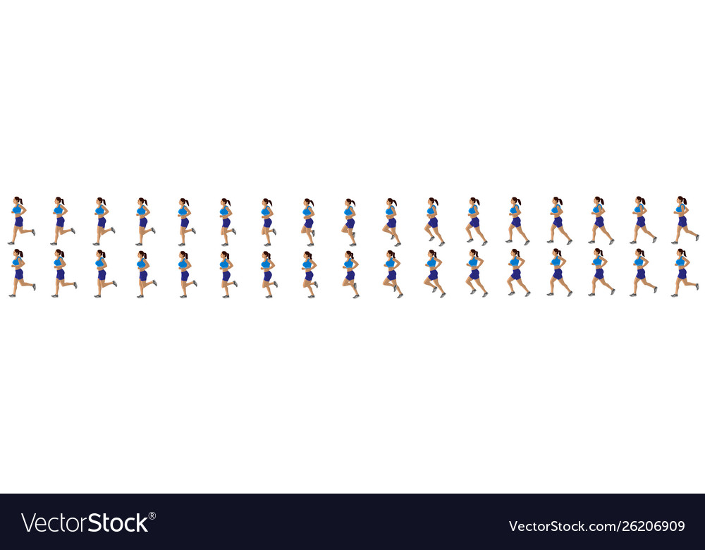 Girl run cycle animation sequence Royalty Free Vector Image