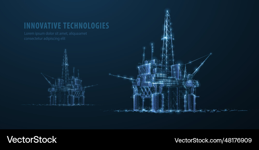 Oil rig abstract 3d floating rig platform Vector Image