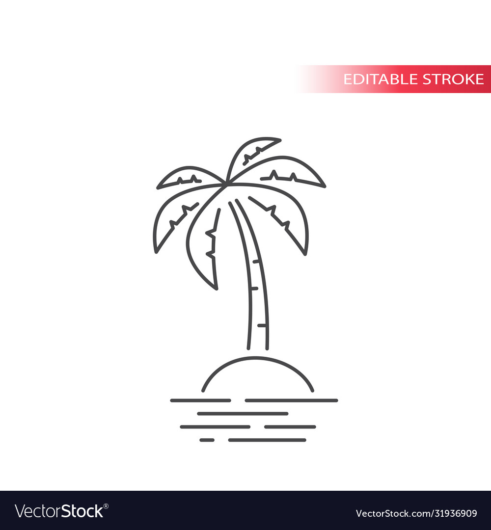 Palm tree and tropical island in ocean Royalty Free Vector