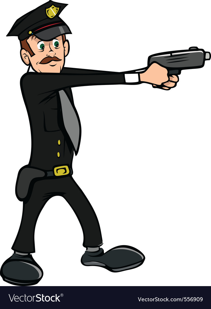 Policeman shooting Royalty Free Vector Image - VectorStock