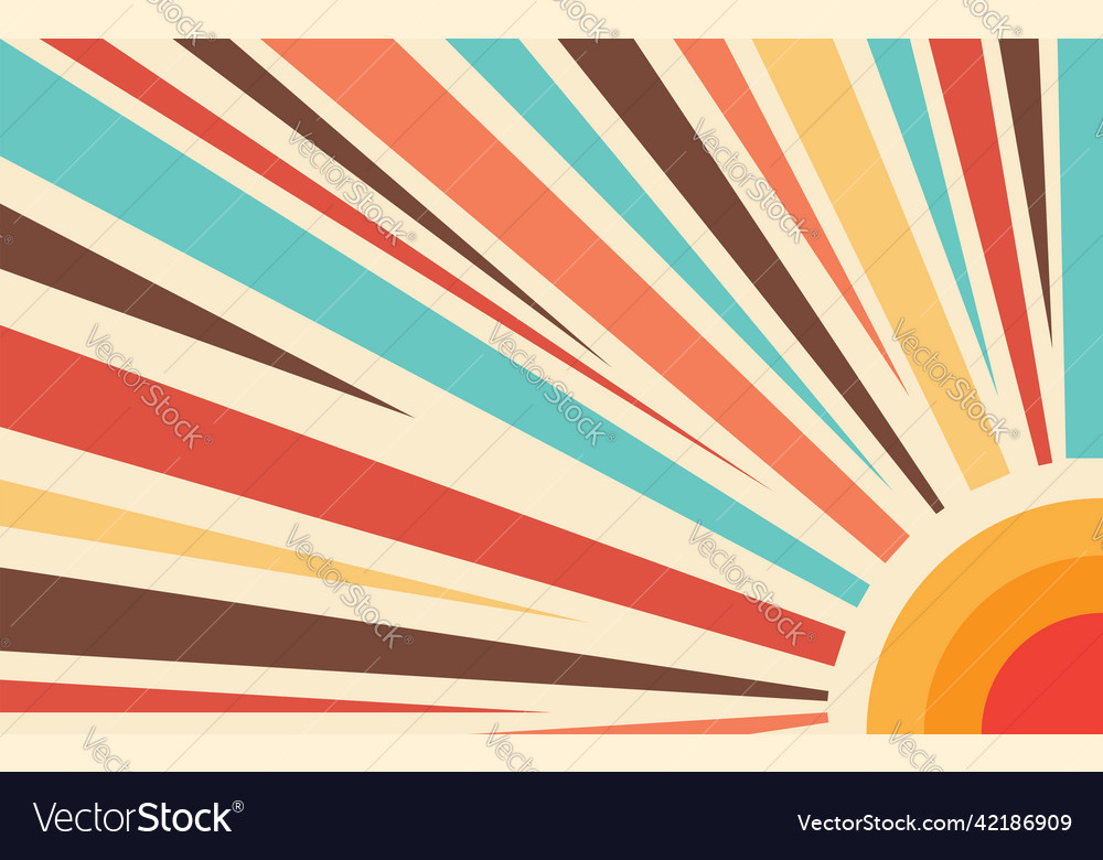 Retro orange blue sunburst Royalty Free Vector Image