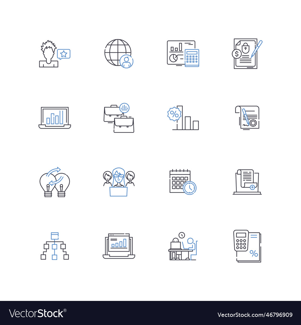 Sales analytics line icons collection metrics Vector Image