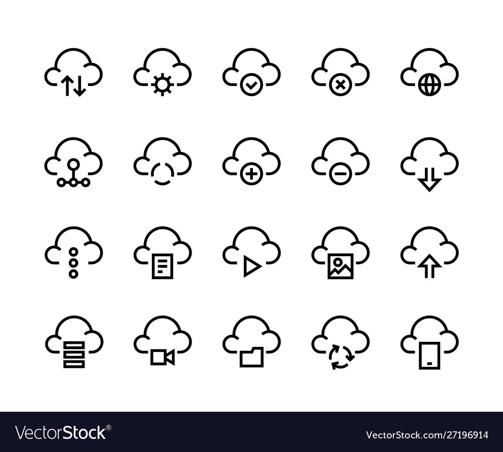 Cloud computing line icons internet service Vector Image