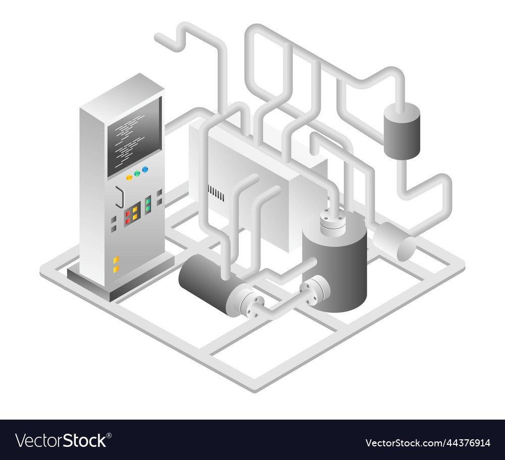 Flat isometric concept factory industrial machine Vector Image