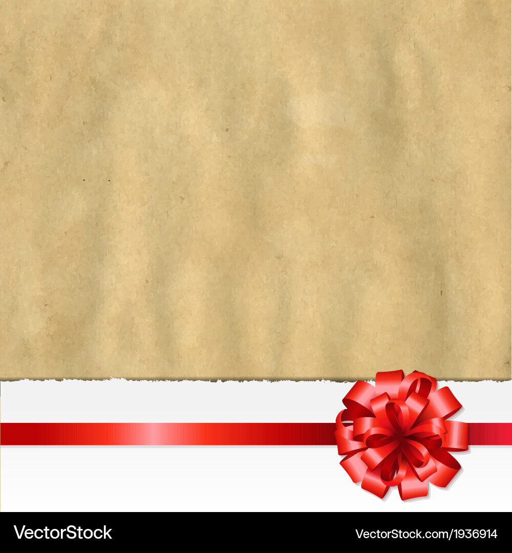 Retro ripped paper banner with red bow Royalty Free Vector