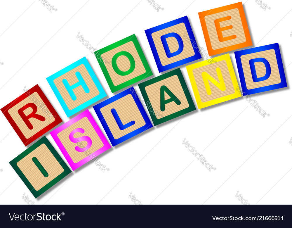Rhode island wooden block letters Royalty Free Vector Image
