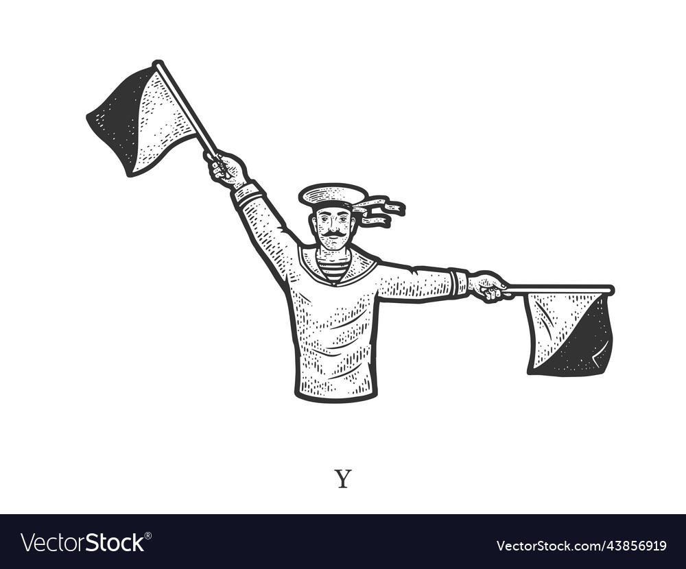 Flag semaphore letter y sketch Royalty Free Vector Image Flag semaphore letter y sketch Royalty Free Vector Image