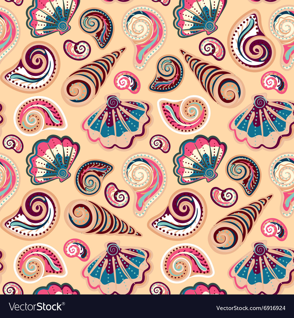 Seamless pattern with shells summer Royalty Free Vector