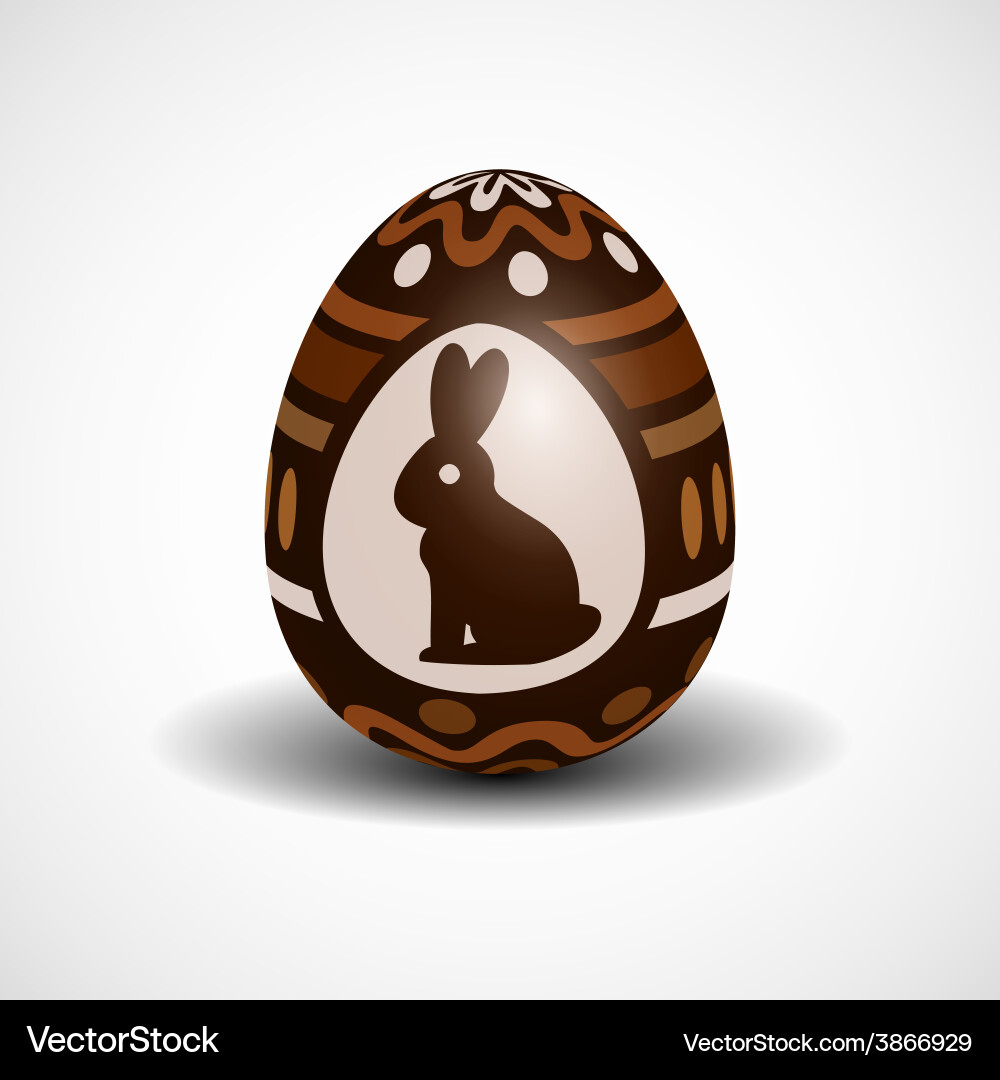 Chocolate easter egg with ornament and rabbit Vector Image