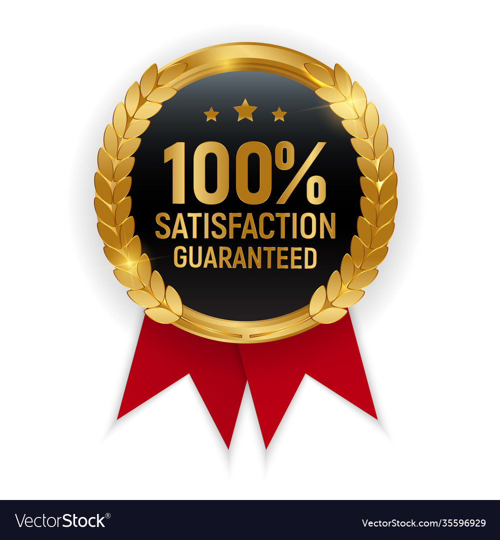 Premium quality gold medal badge100 satisfaction Vector Image Premium quality gold medal badge100 satisfaction Vector Image