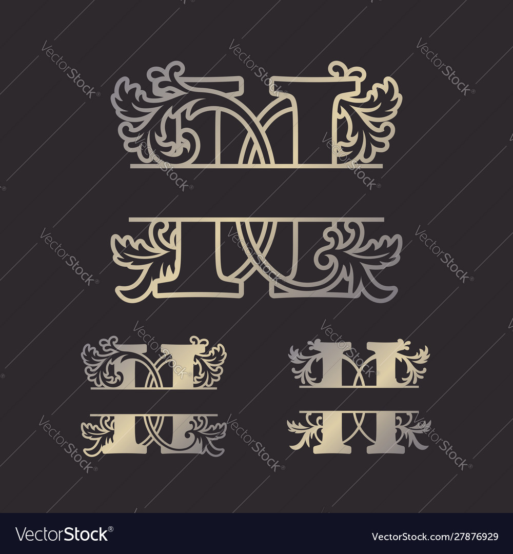 Split letters split monogram font split alphabet Vector Image