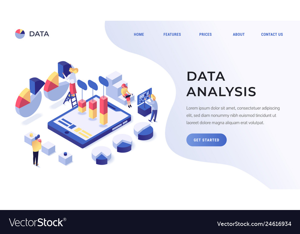 Data analysis landing page Royalty Free Vector Image