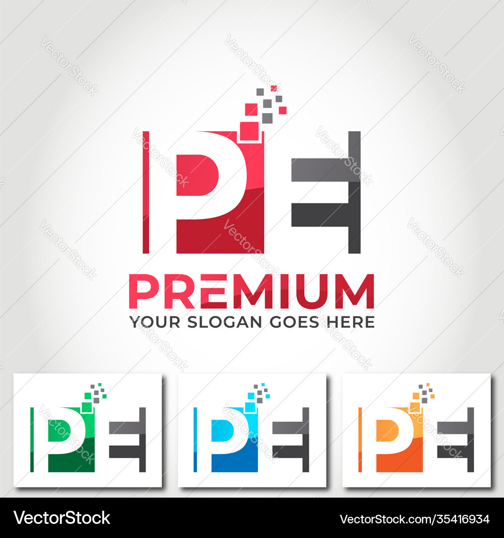 Pe alphabet logo design concept Royalty Free Vector Image